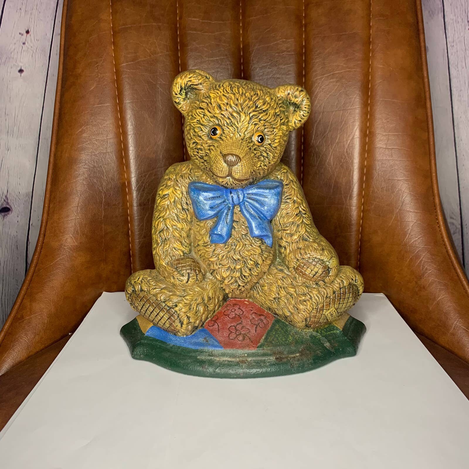 Vintage Teddy Bear Cast Iron Door Stopper Wright Studios TM Door Stop ...
