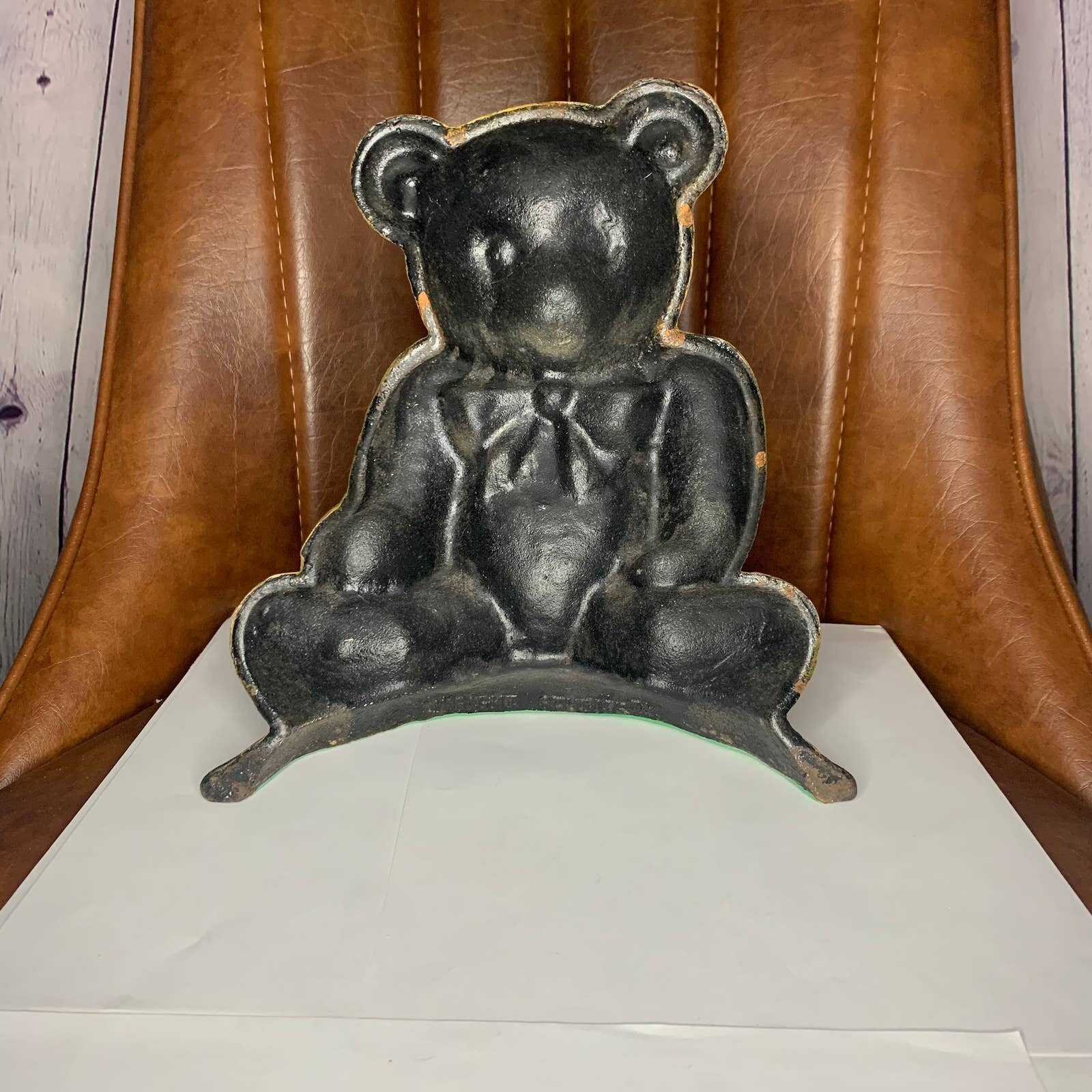 Vintage Teddy Bear Cast Iron Door Stopper Wright Studios TM Door Stop ...