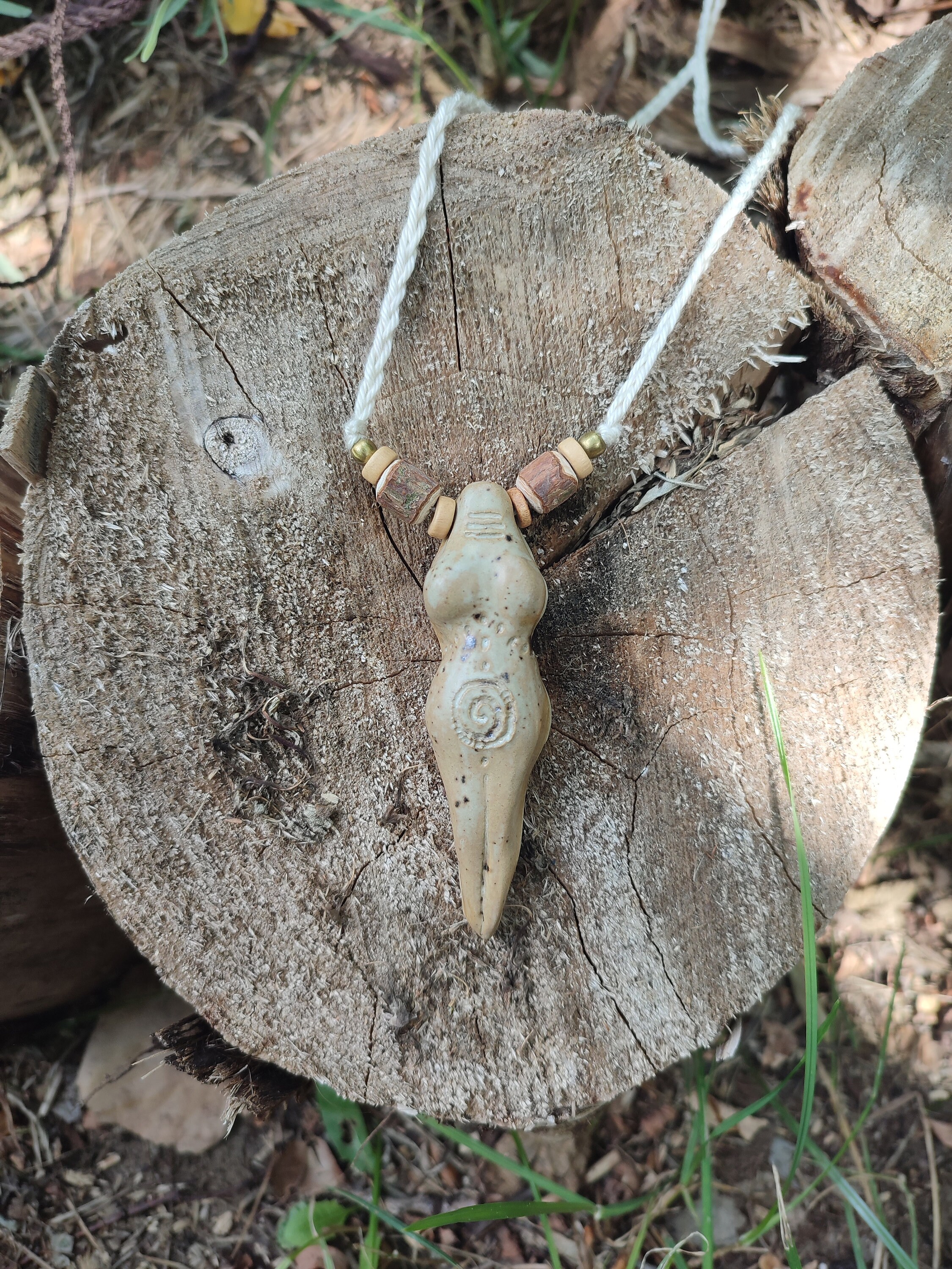 Ceramic Goddess Amulet Spiral light - Etsy