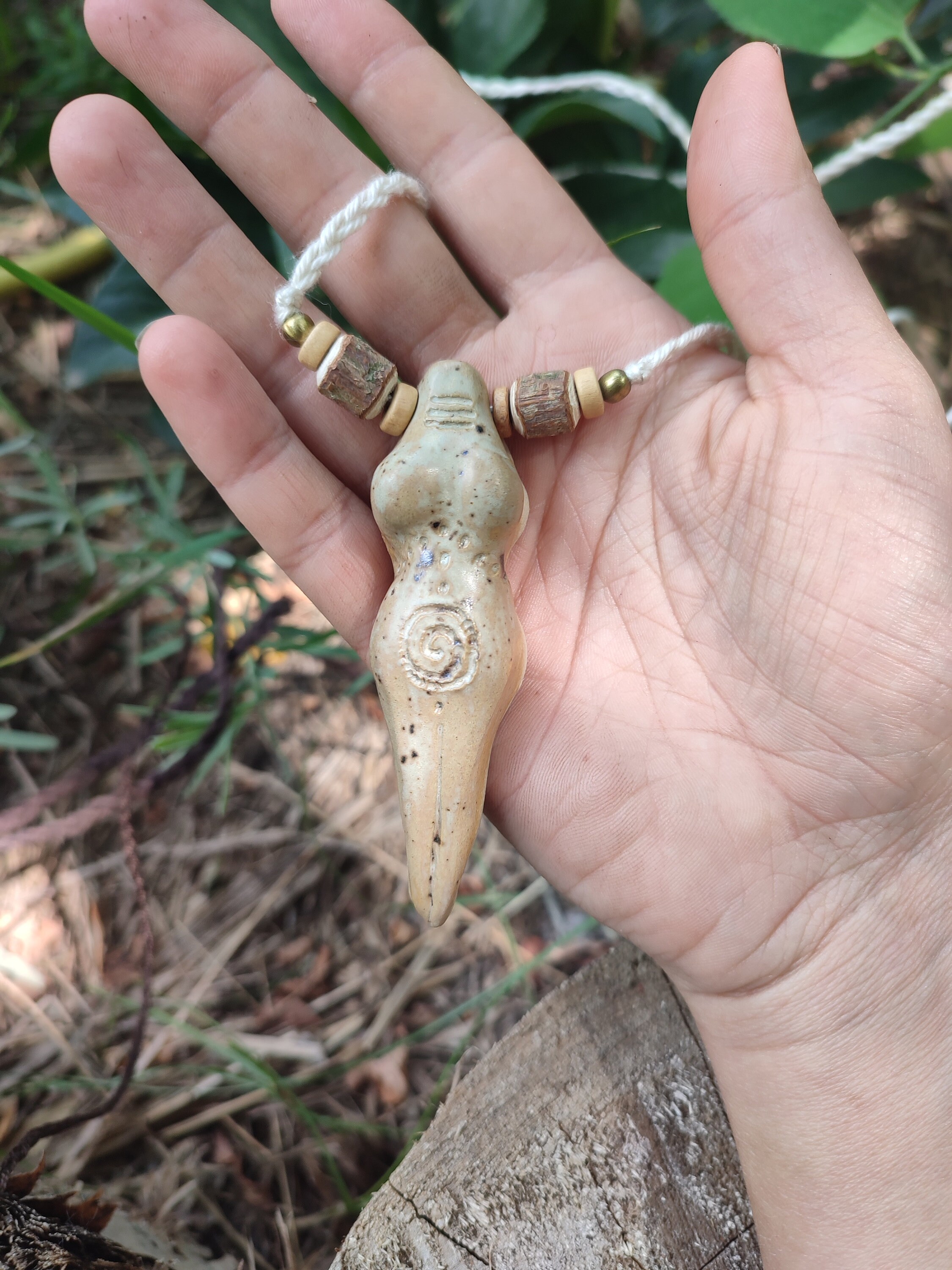 Ceramic Goddess Amulet Spiral light - Etsy