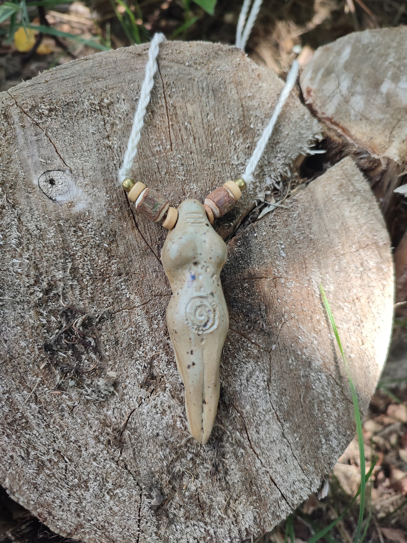 Ceramic Goddess Amulet Spiral light - Etsy