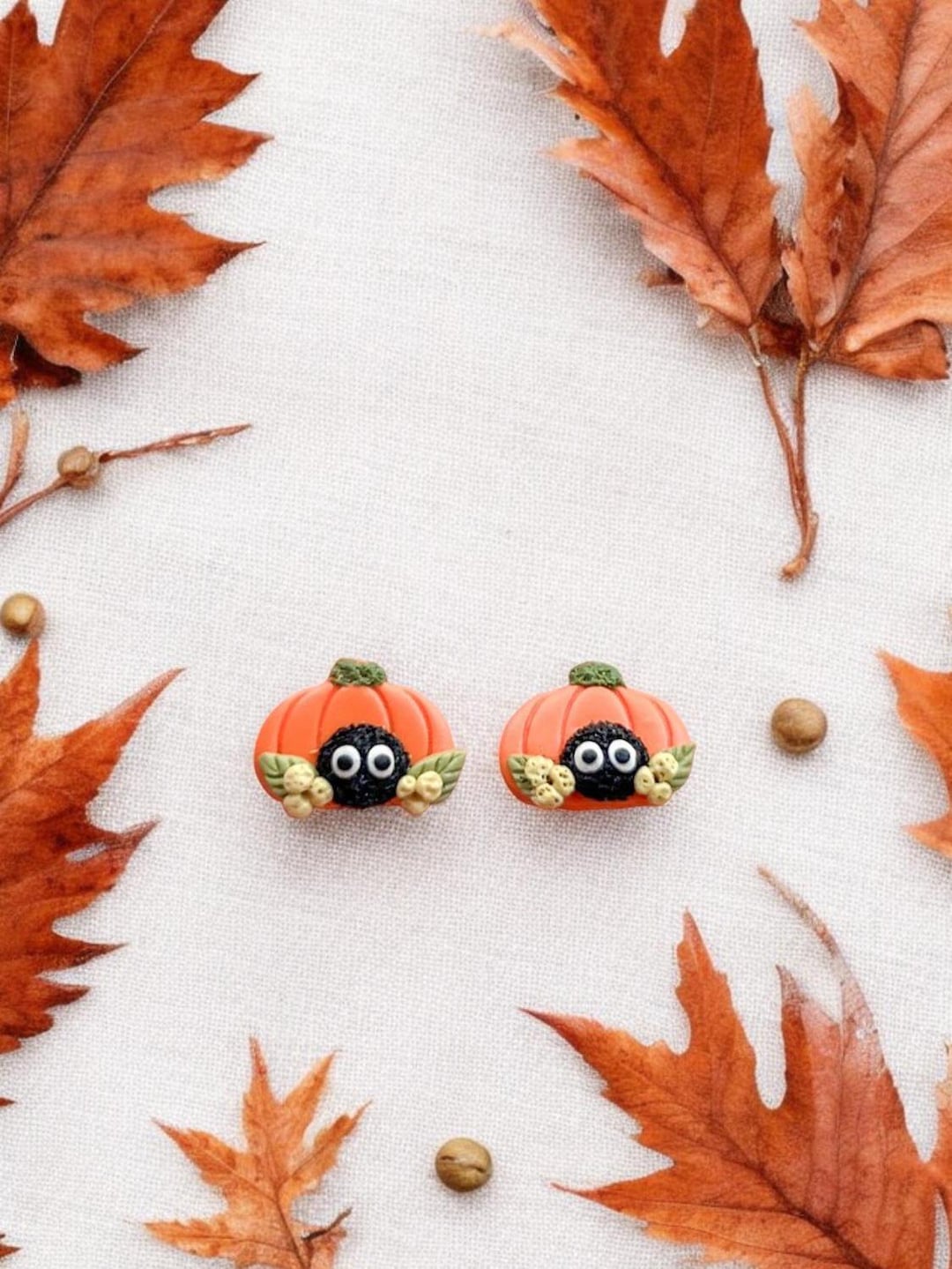 PREORDER Soot Sprite 8x11mm Pumpkin Small Stud Earrings Halloween ...