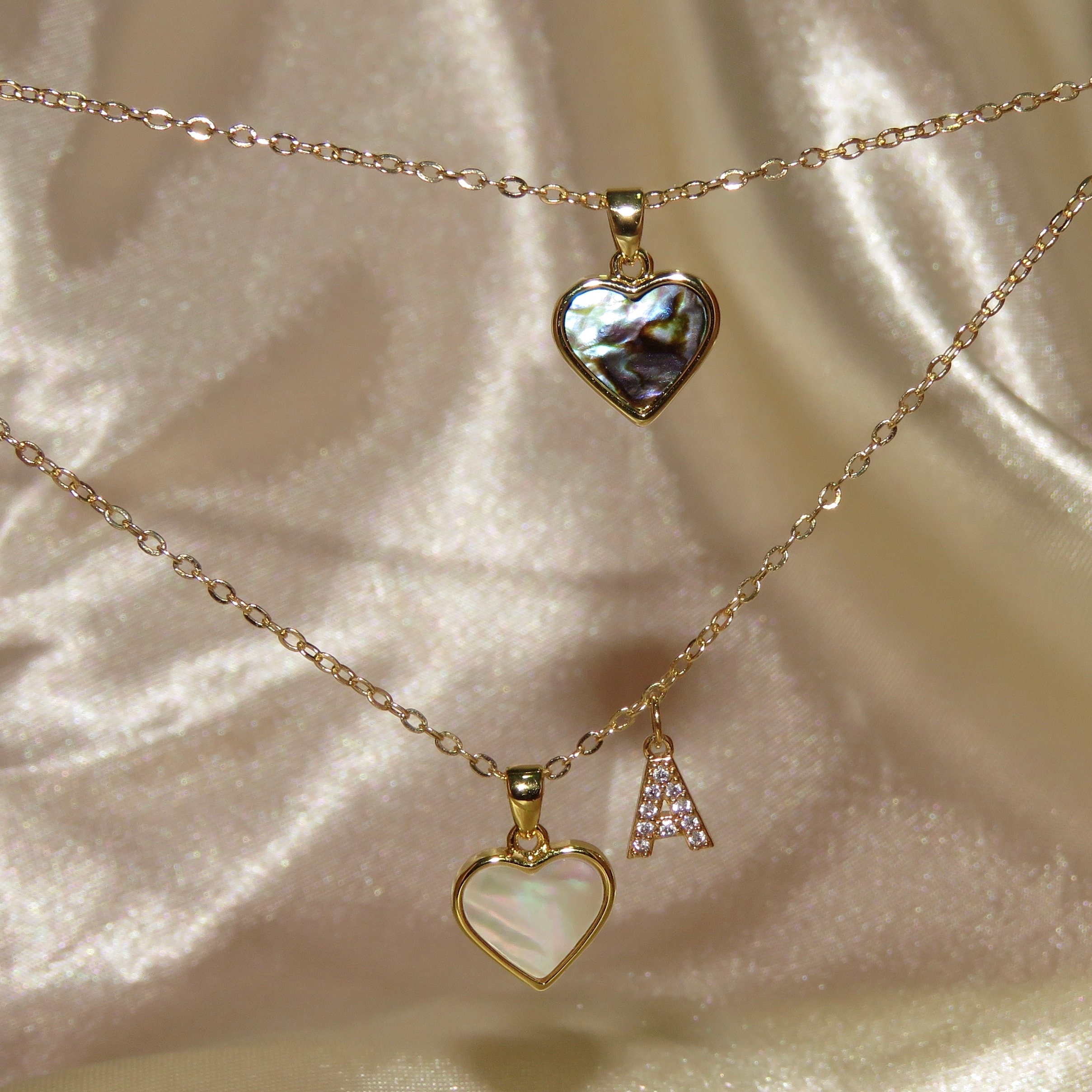 18K Gold-plated Mother of Pearl Heart Necklace - Etsy