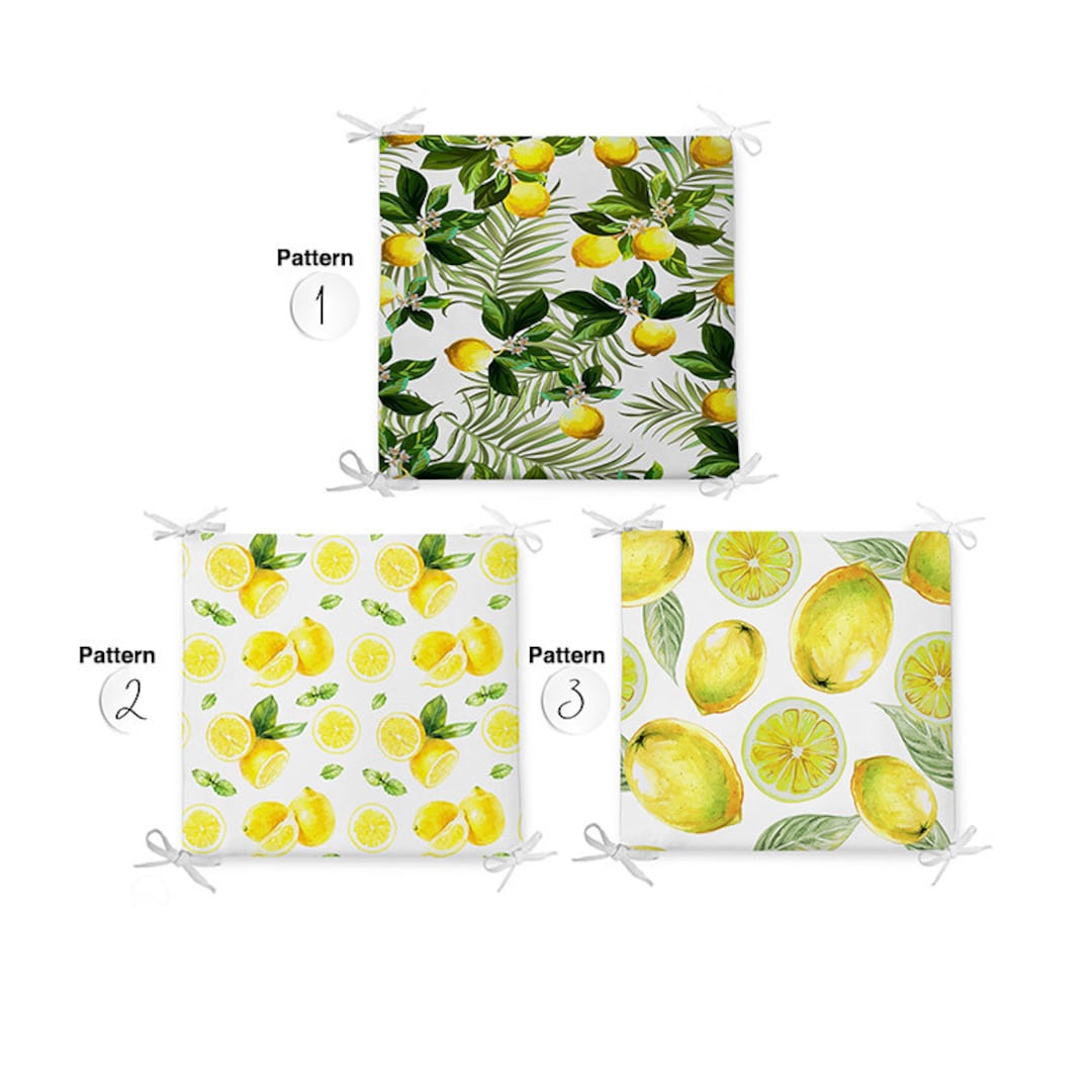 Lemon Seat Pads, Kitchen Decor, Lemon Chair Pads, Dining Chair Cushions ...