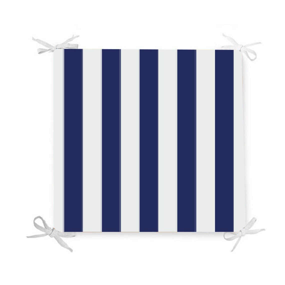 Dark Blue Stripes Seat Pad With Ties, Kitchen Chair Pads, Navy Blue ...