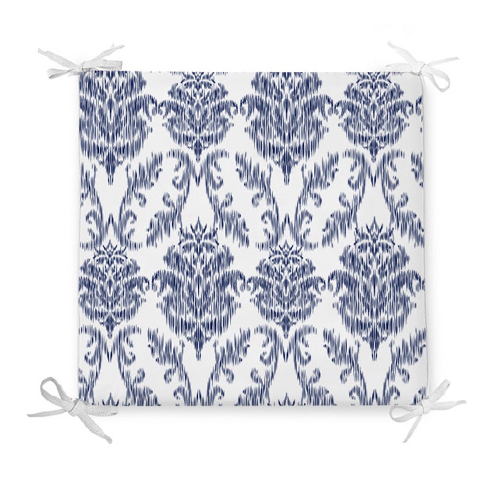 Blue Seat Pad With Ties, Nautical Cushions, Navy Blue , Floral Cushions ...