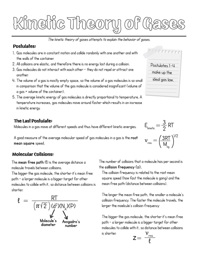 Chemistry Ideal Gas Law Notes and Activity Packet - Etsy