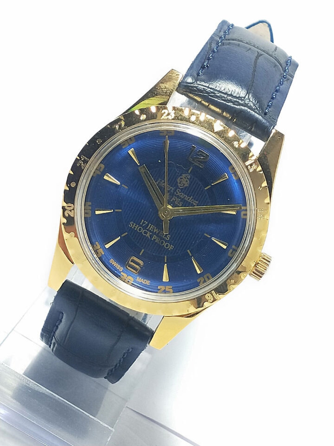 Vintage Henri Sandoz Mechanical Hand Winding ST96 Movement Dial Wrist ...