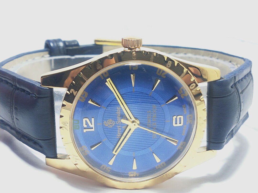 Vintage Henri Sandoz Mechanical Hand Winding ST96 Movement Dial Wrist ...