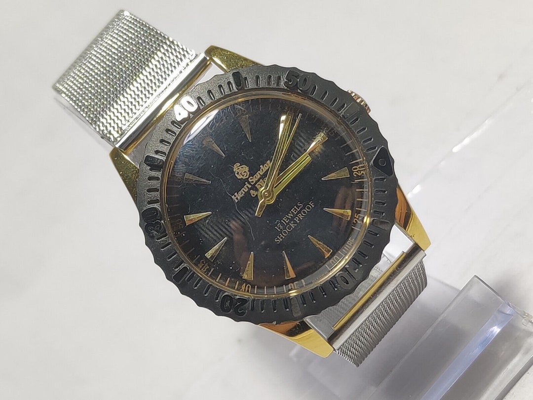 Vintage Henri Sandoz Mechanical Hand Winding ST96 Movement Dial Wrist ...