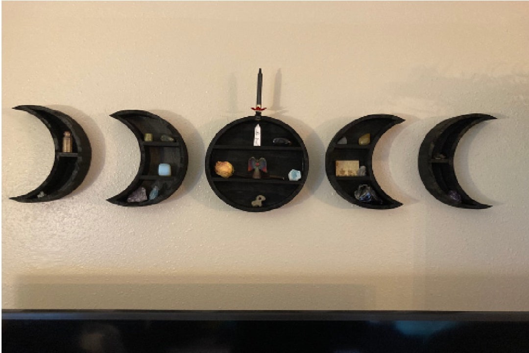 5 Pieces Black Moon Phase Shelf Set Black Moon Shelf Above - Etsy