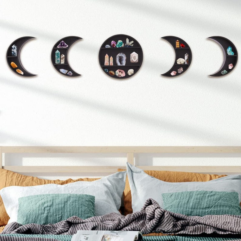 5 Pieces Black Moon Phase Shelf Set Black Moon Shelf Above - Etsy