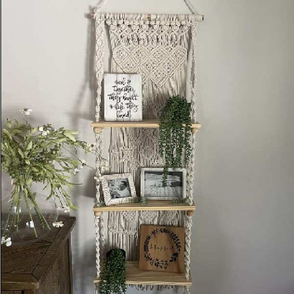Macrame Bookshelf - Etsy