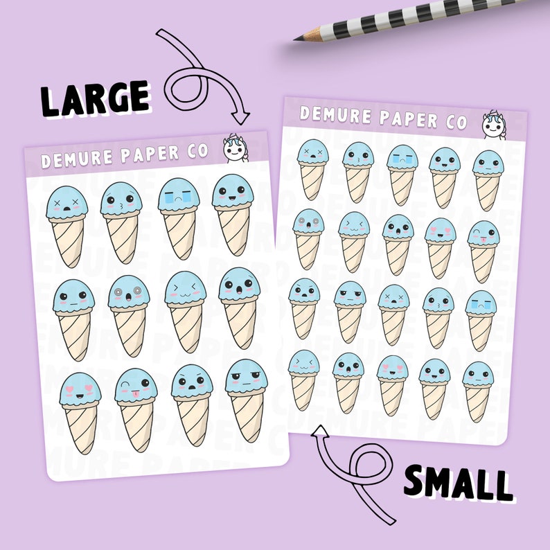 Ice Cream Mood Tracker Planner Stickers / Cute Pastel Kawaii | Etsy