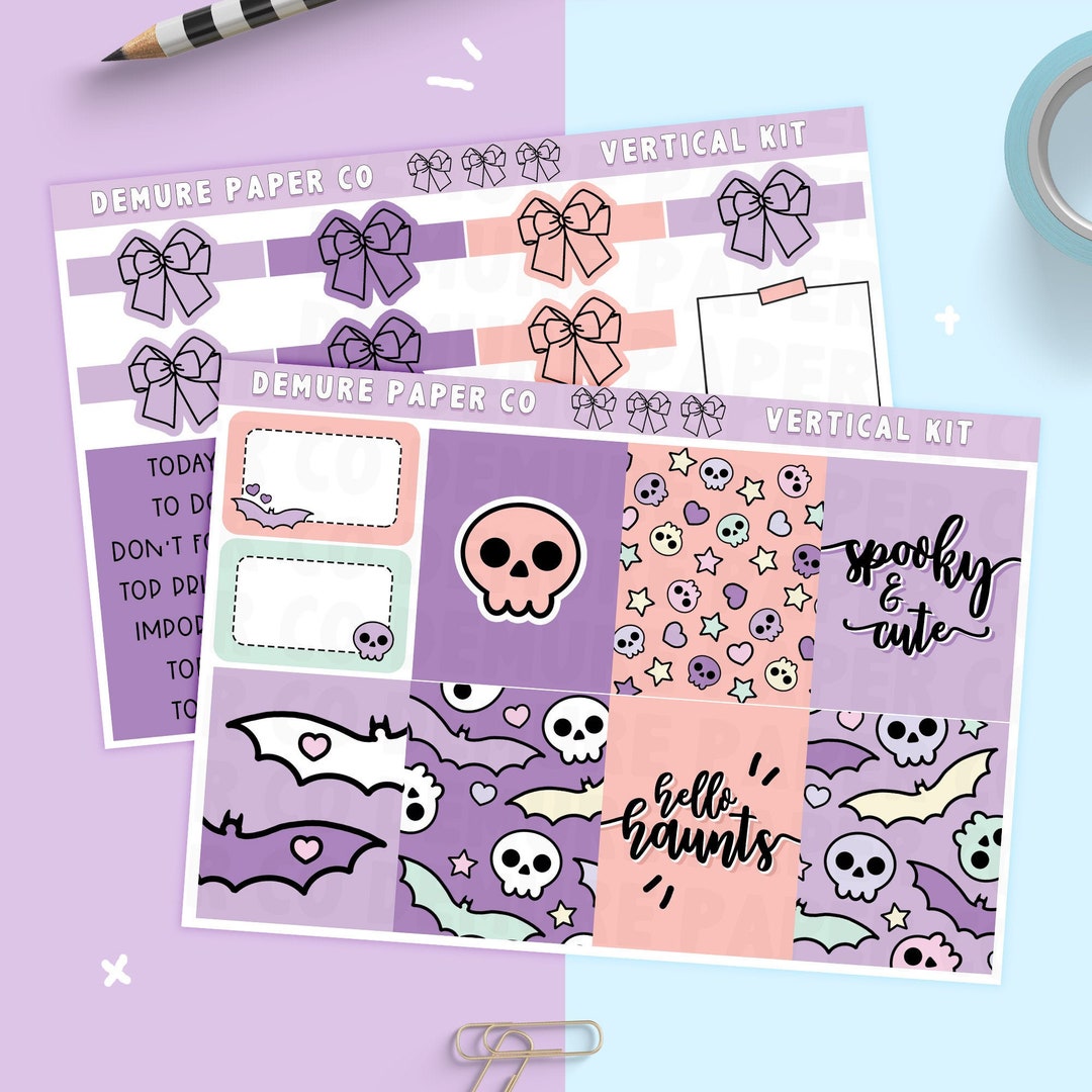 Spooky Doodles Halloween Weekly Planner Sticker Kit for Vertical ...