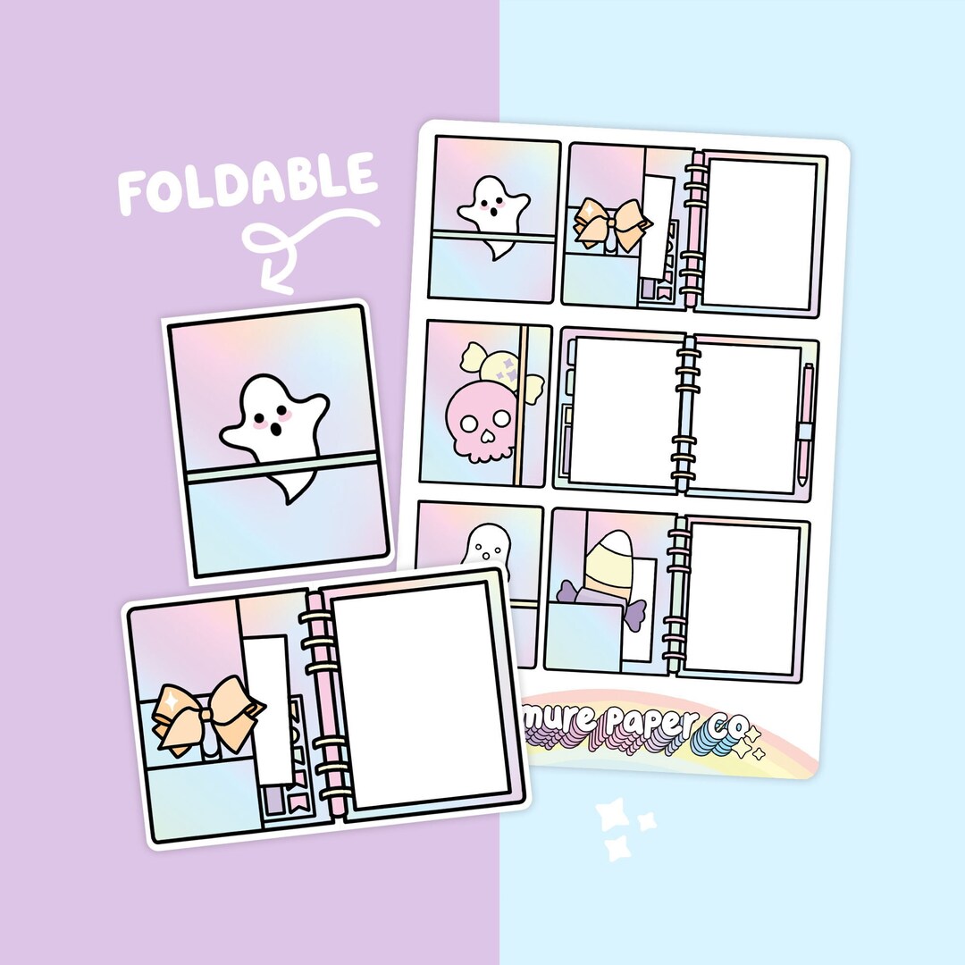 FOLDABLE Planner Stickers, Holo Halloween Flat Lay Planner, Trick or ...