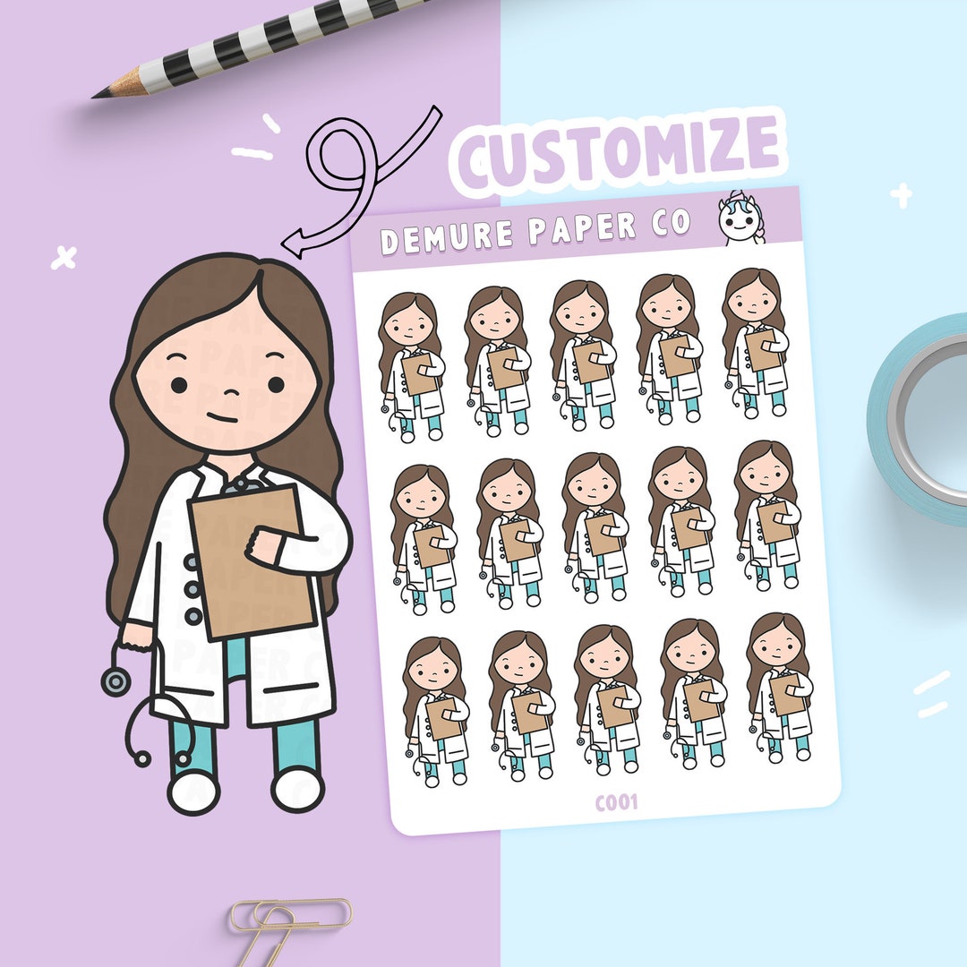 Doctor Planner Stickers / Personalized Character Sticker Sheet for ...