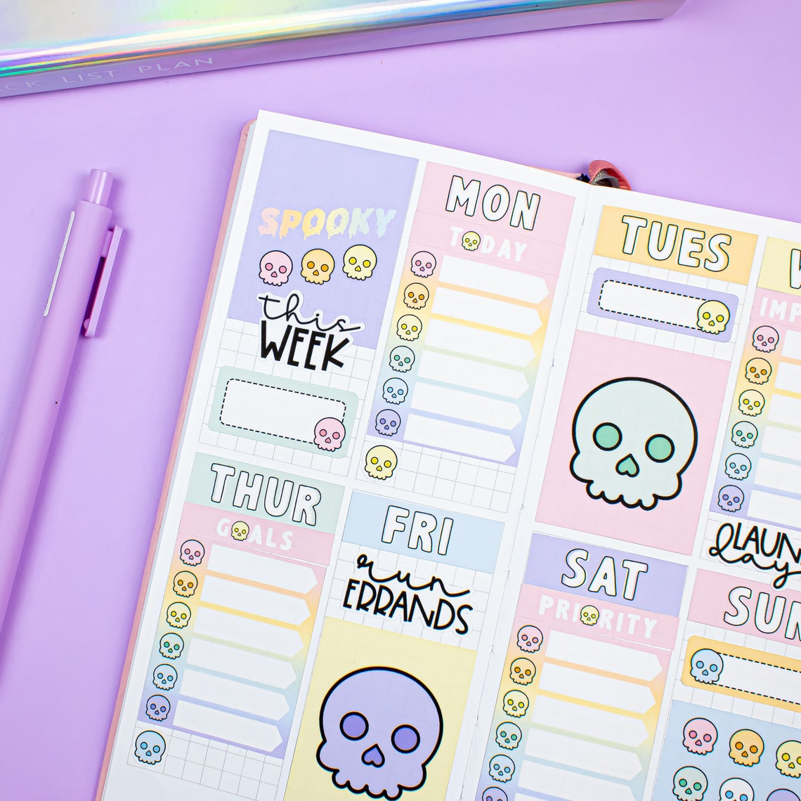 Rainbow Days of the Week Date Covers for Vertical Planners, Functional ...