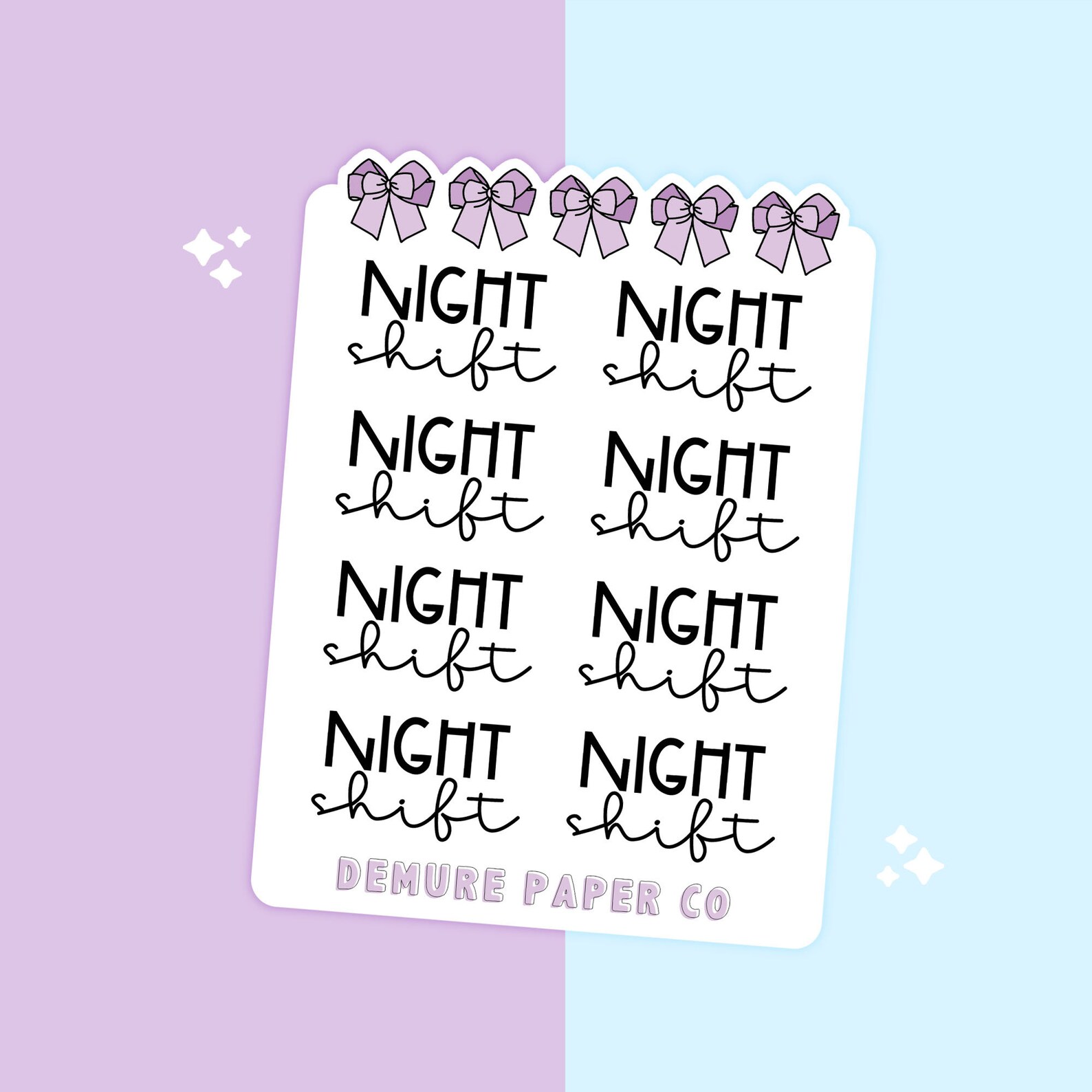 Night Shift Script Planner Stickers, 1.5IN Width Functional Stickers ...