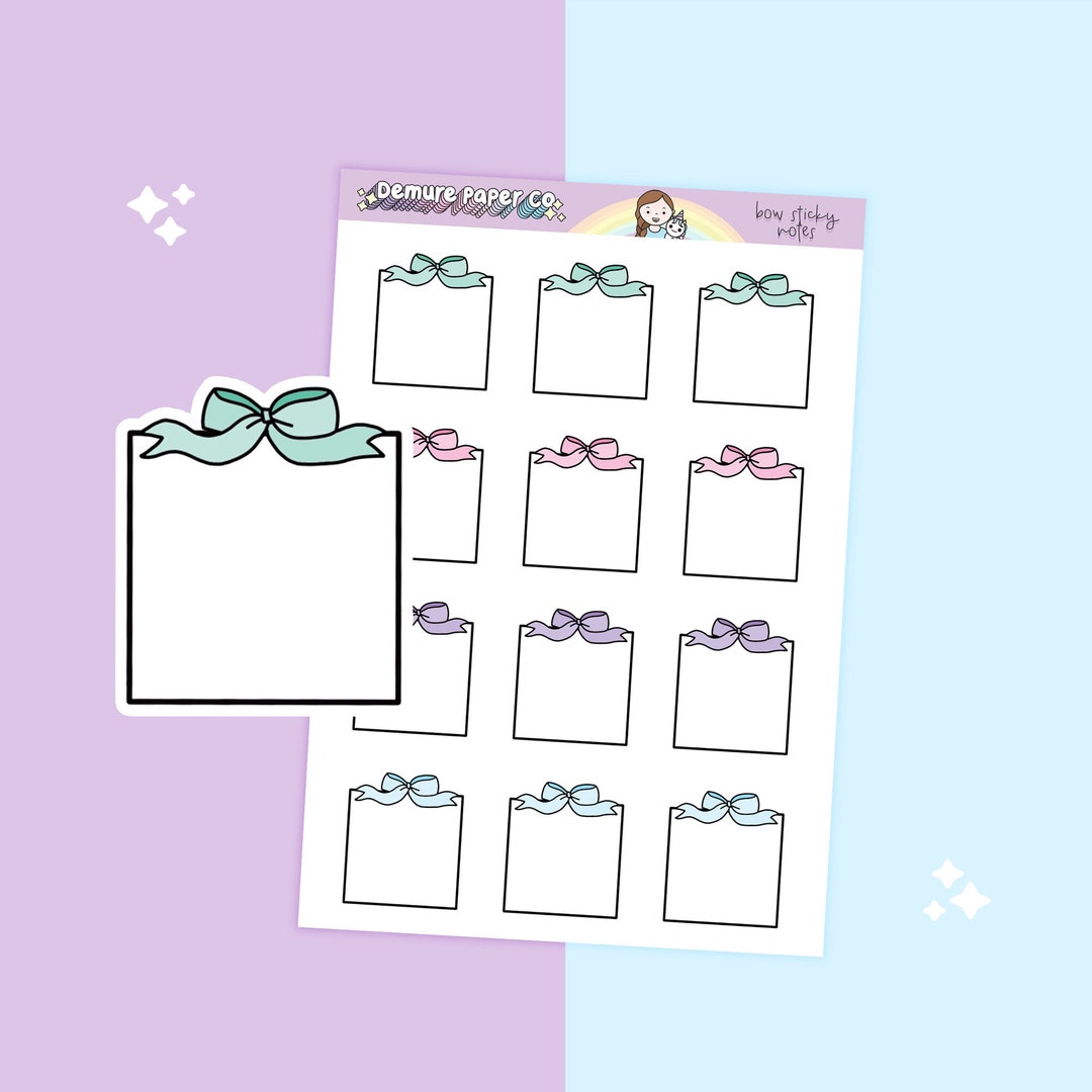 Cute Bow Sticky Note Functional Planner Sticker Sheet - Etsy