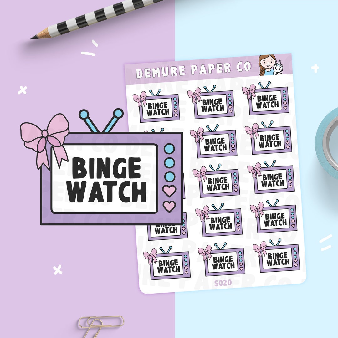 TV Binge Watch Planner Stickers / Pastel Kawaii Sticker Sheet / for ...