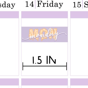 Days of the Week Date Covers for Vertical Planners, Functional Weekday ...