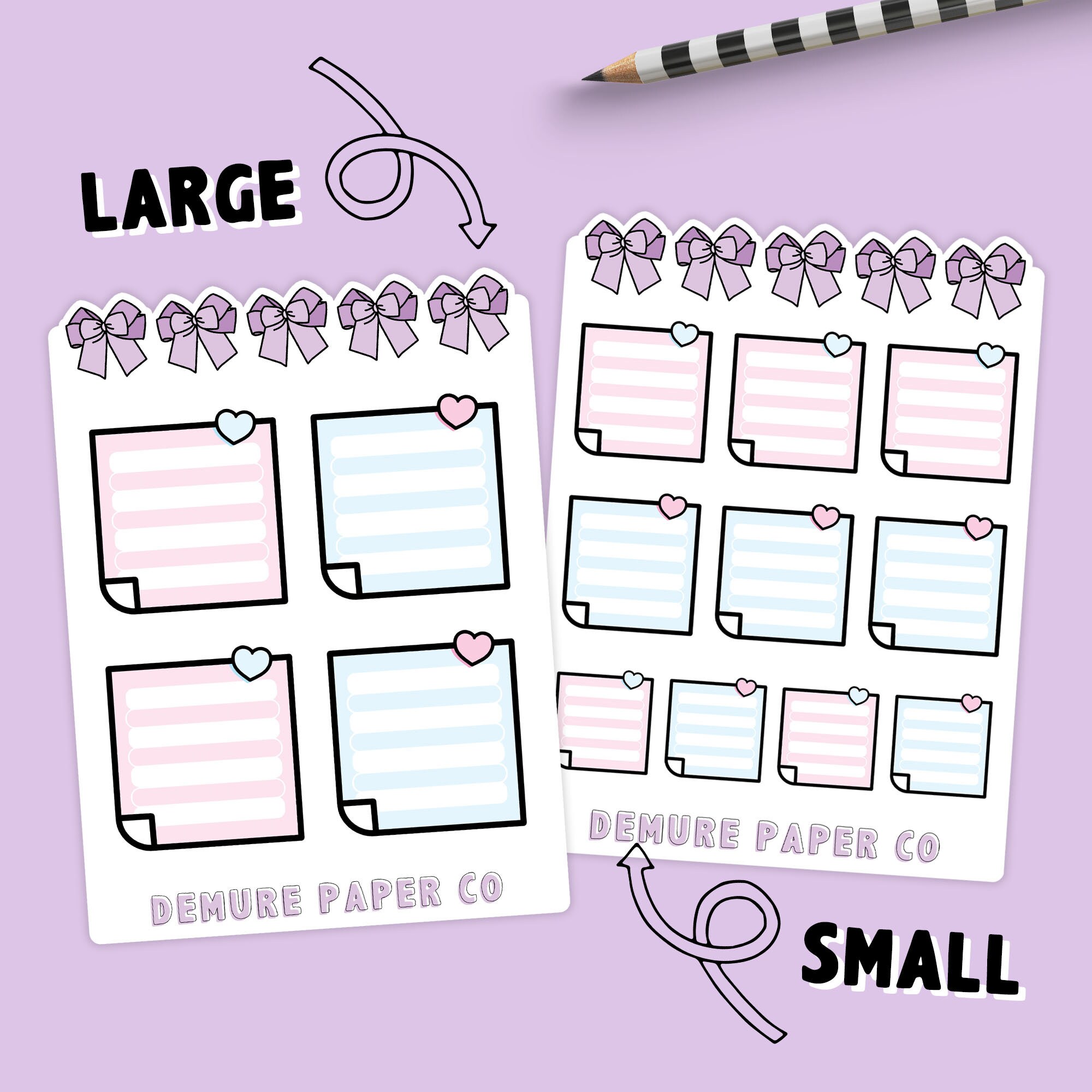 Pastel Sticky Note Planner Stickers Sheet Heart Memo Pad | Etsy