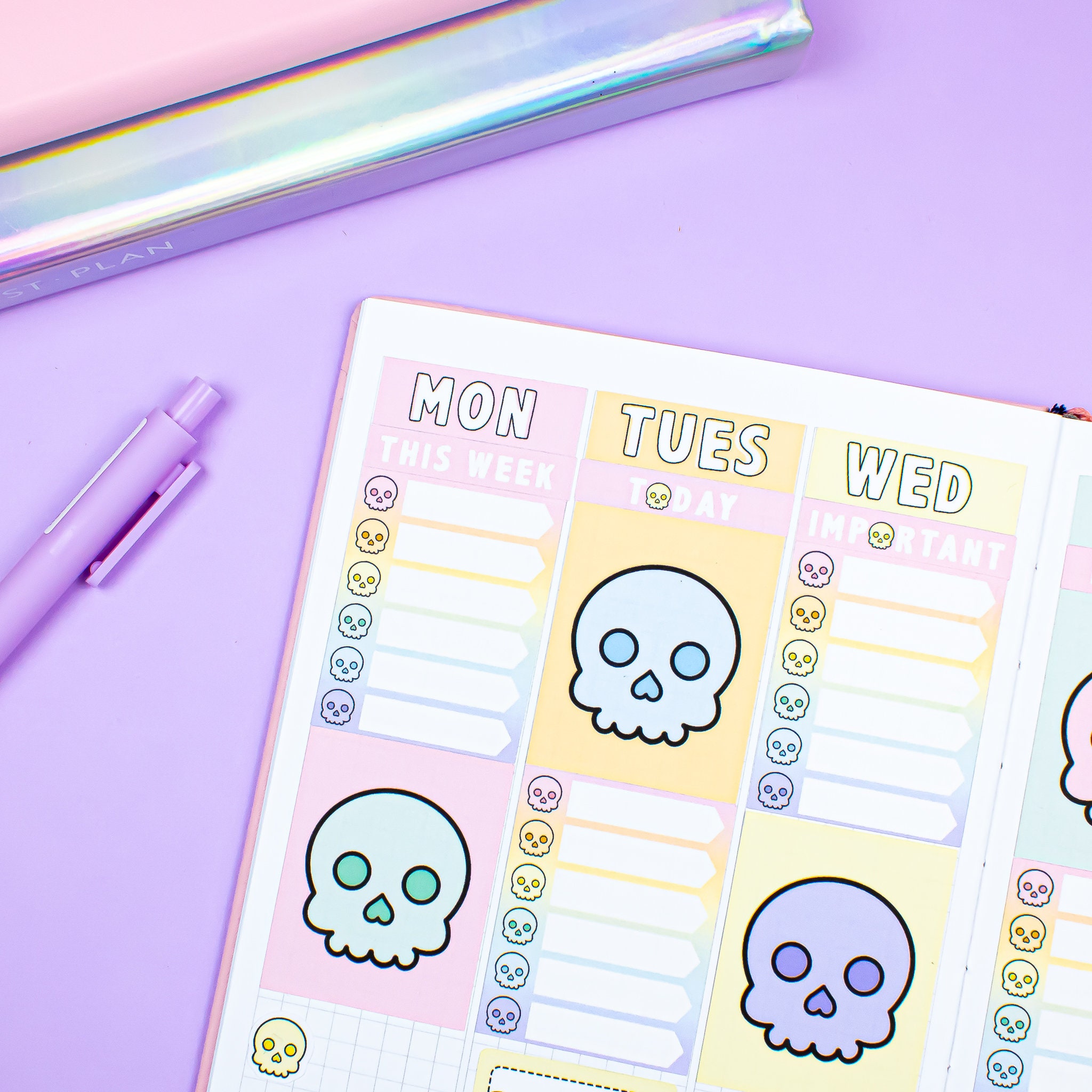 Rainbow Days of the Week Date Covers for Vertical Planners | Etsy