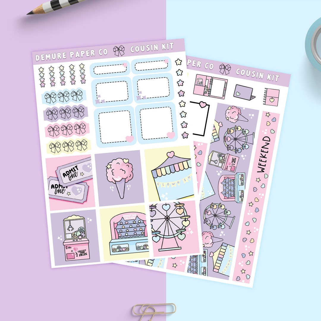 Carnival State Fair Weekly Sticker Kit for Hobonichi Cousin, Cute ...