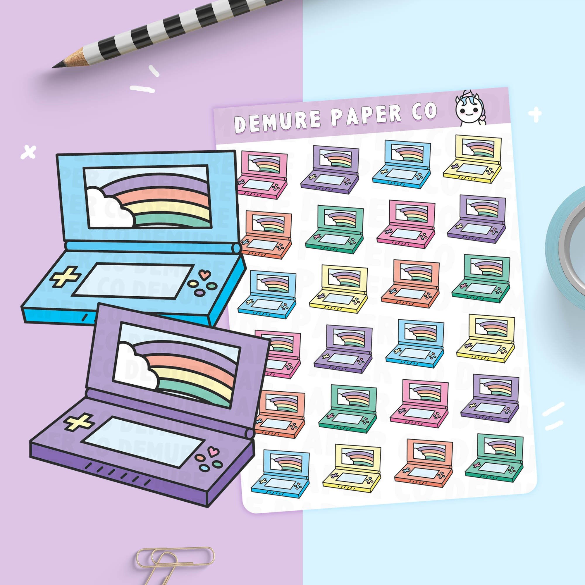 Rainbow 2000s Video Game Console Planner Stickers / Sticker - Etsy