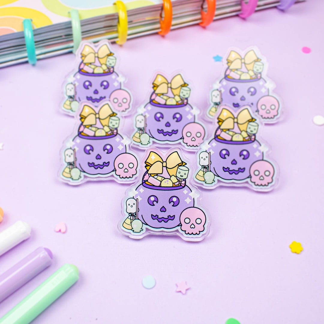 Pumpkin Acrylic Pin, Pastel Goth Halloween Lapel Pin 1.5 Inches - Etsy