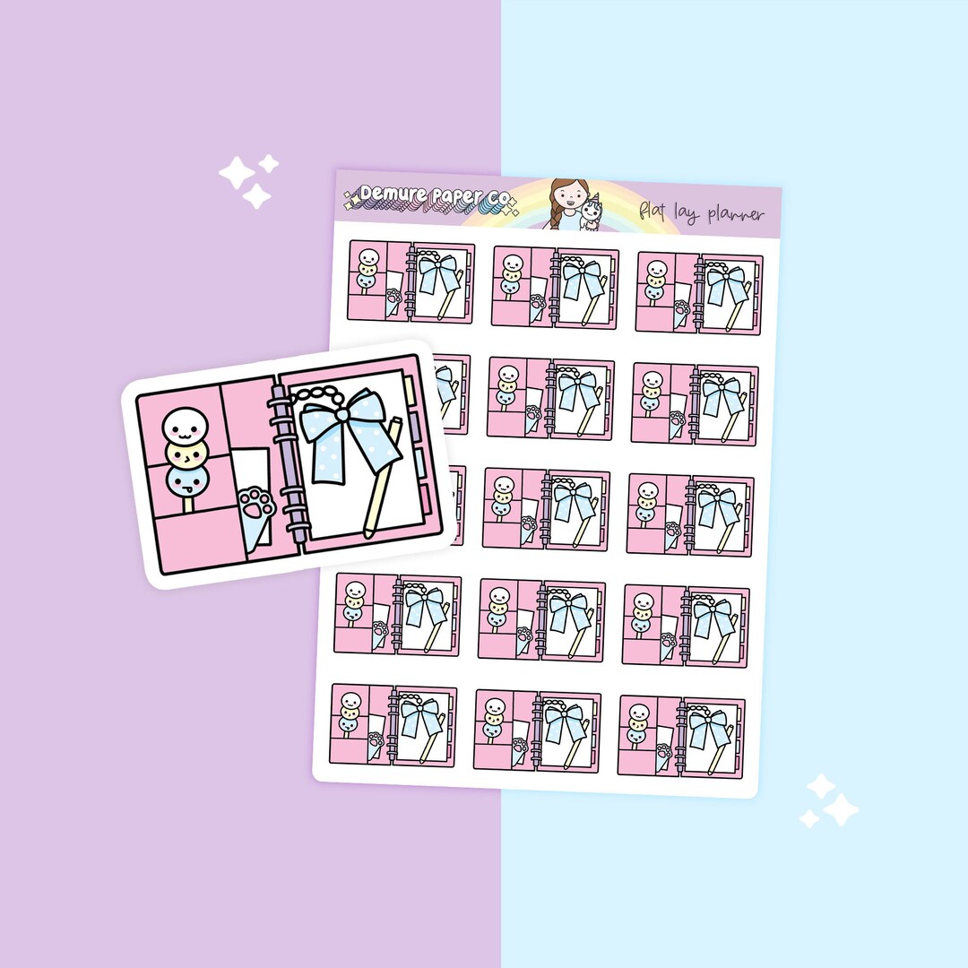 Pink Flat Lay Planner Stickers Sheet, Cute Kawaii Planning Stickers ...