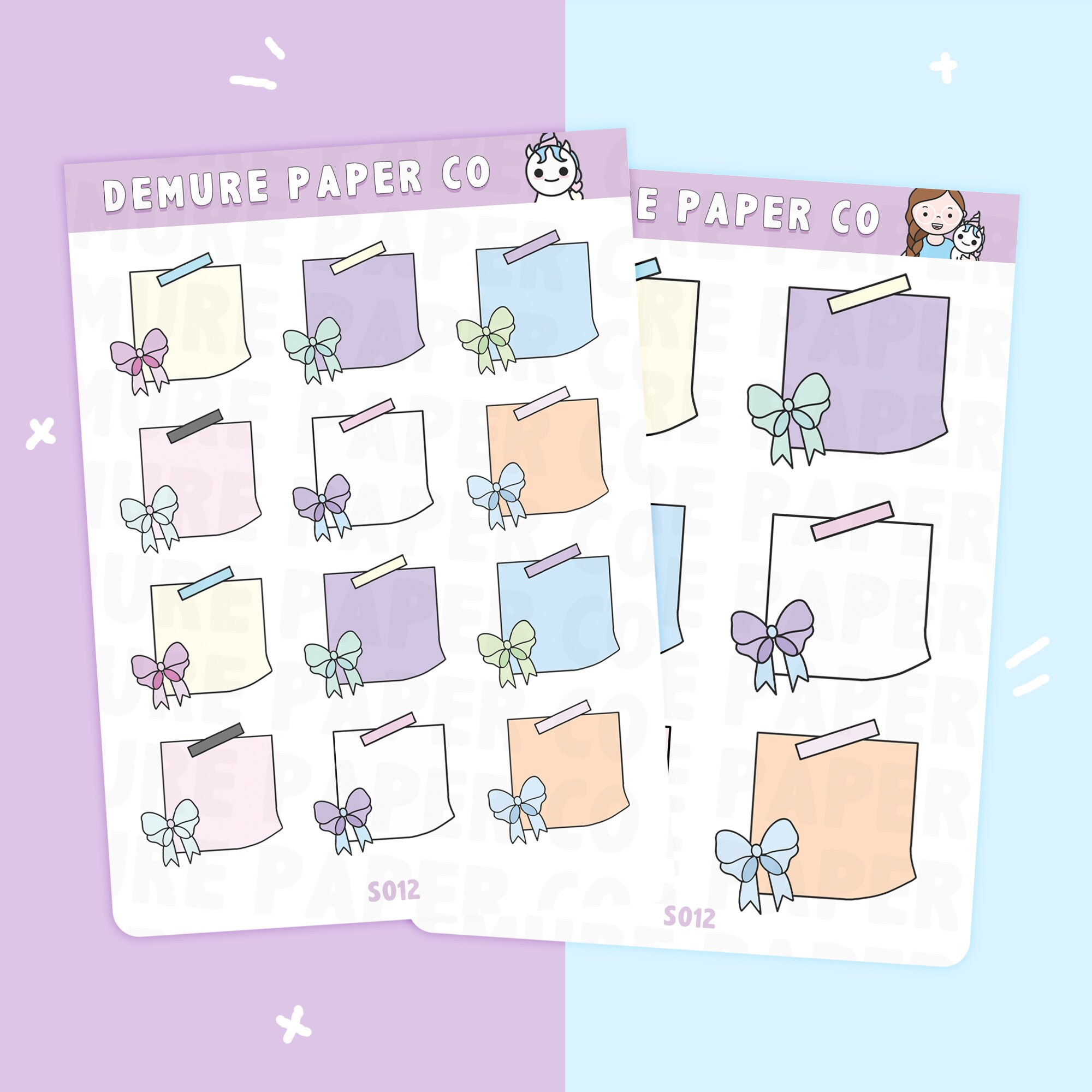 Bow Sticky Note Planner Stickers / Cute Pastel Sticker Sheet / - Etsy