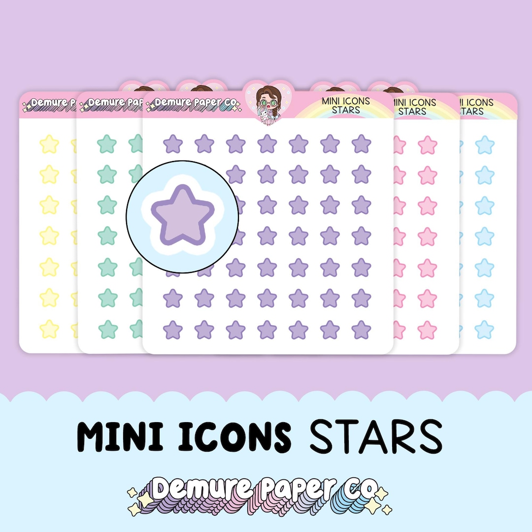 Stars Mini Deco Planner Icon Sticker Sheets, Functional Decorative ...