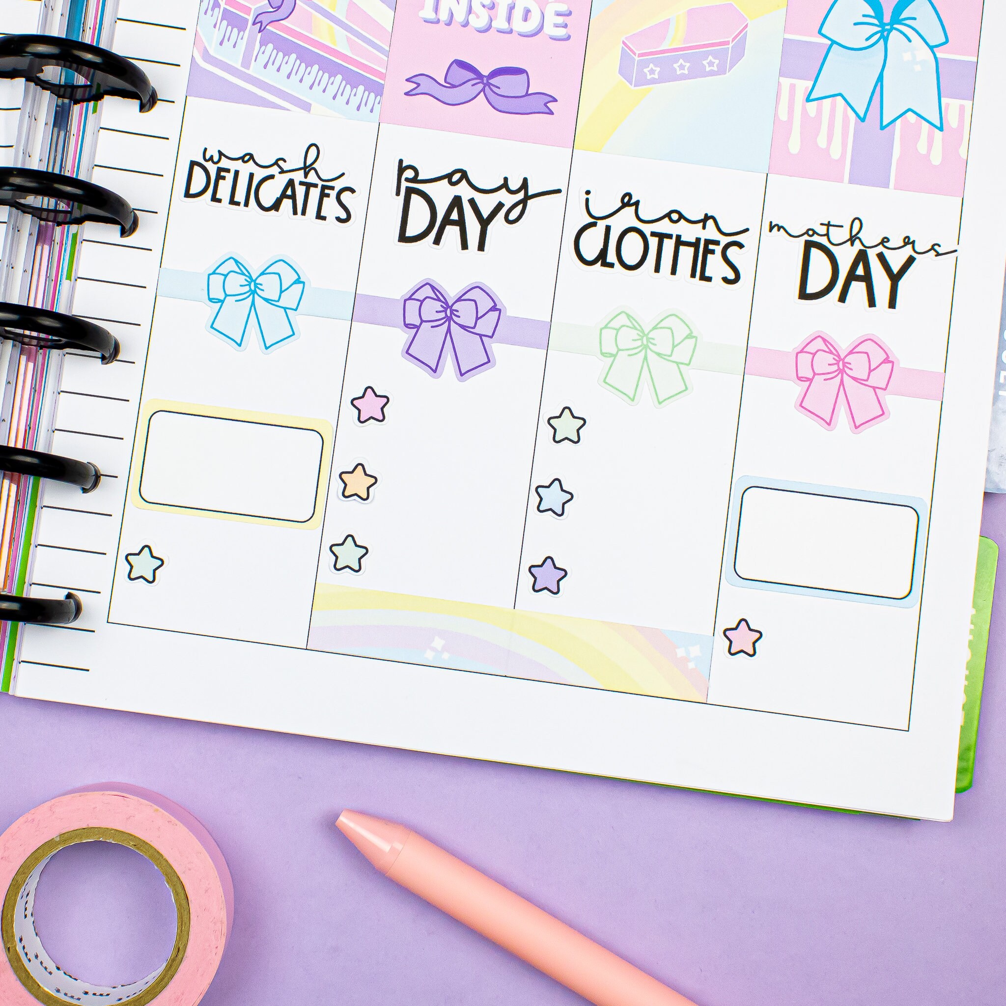 Pastel Rainbow Gradient Single Stars Planner Stickers | Etsy