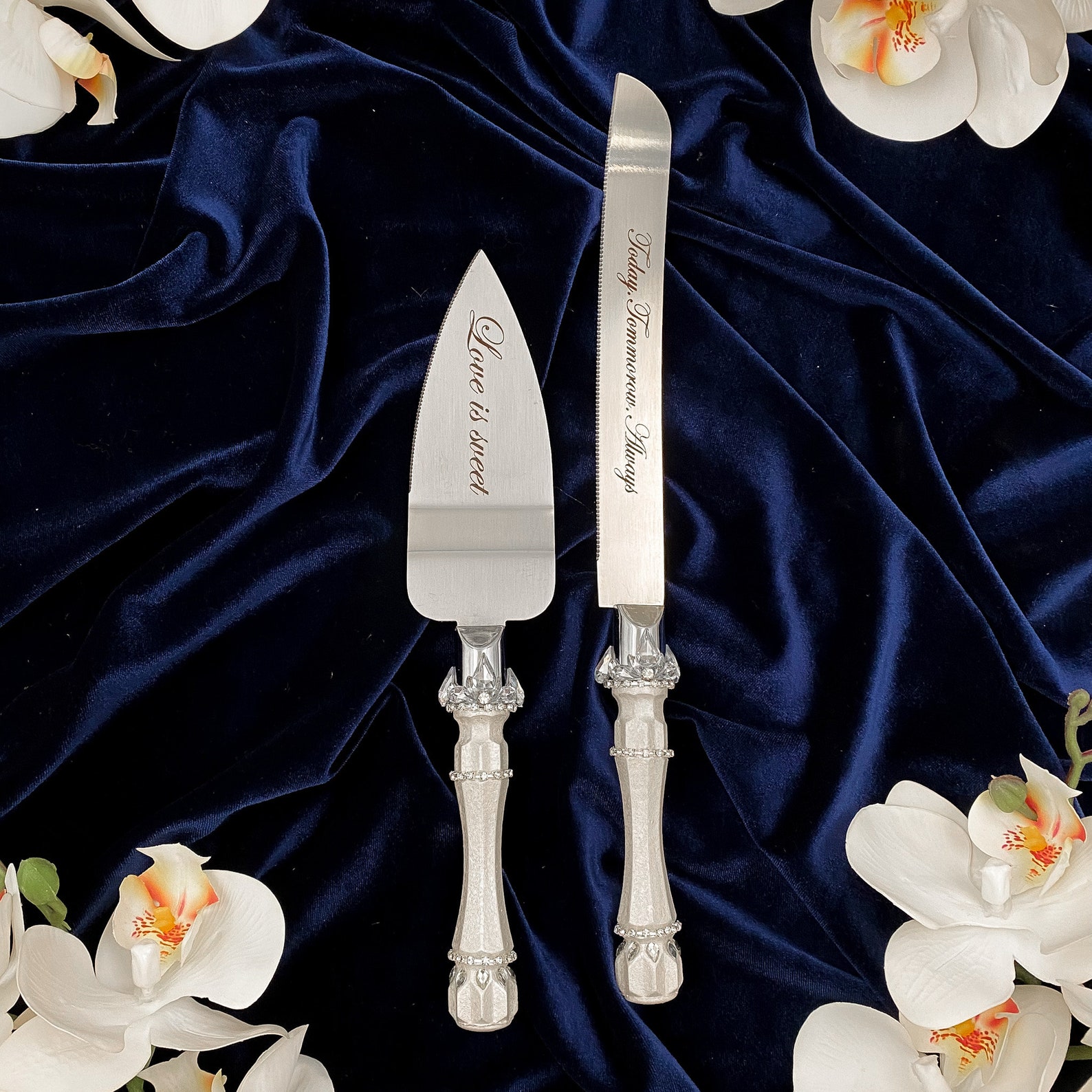 Set of 7 Items Wedding Cake Cutting Set Wedding Glasses for - Etsy