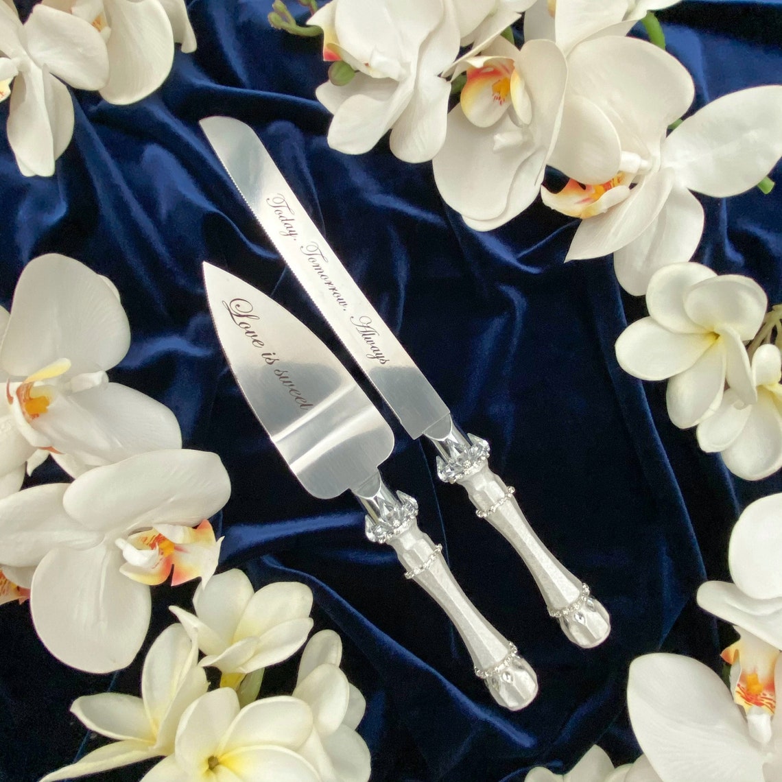 Set of 7 Items Wedding Cake Cutting Set Wedding Glasses for - Etsy