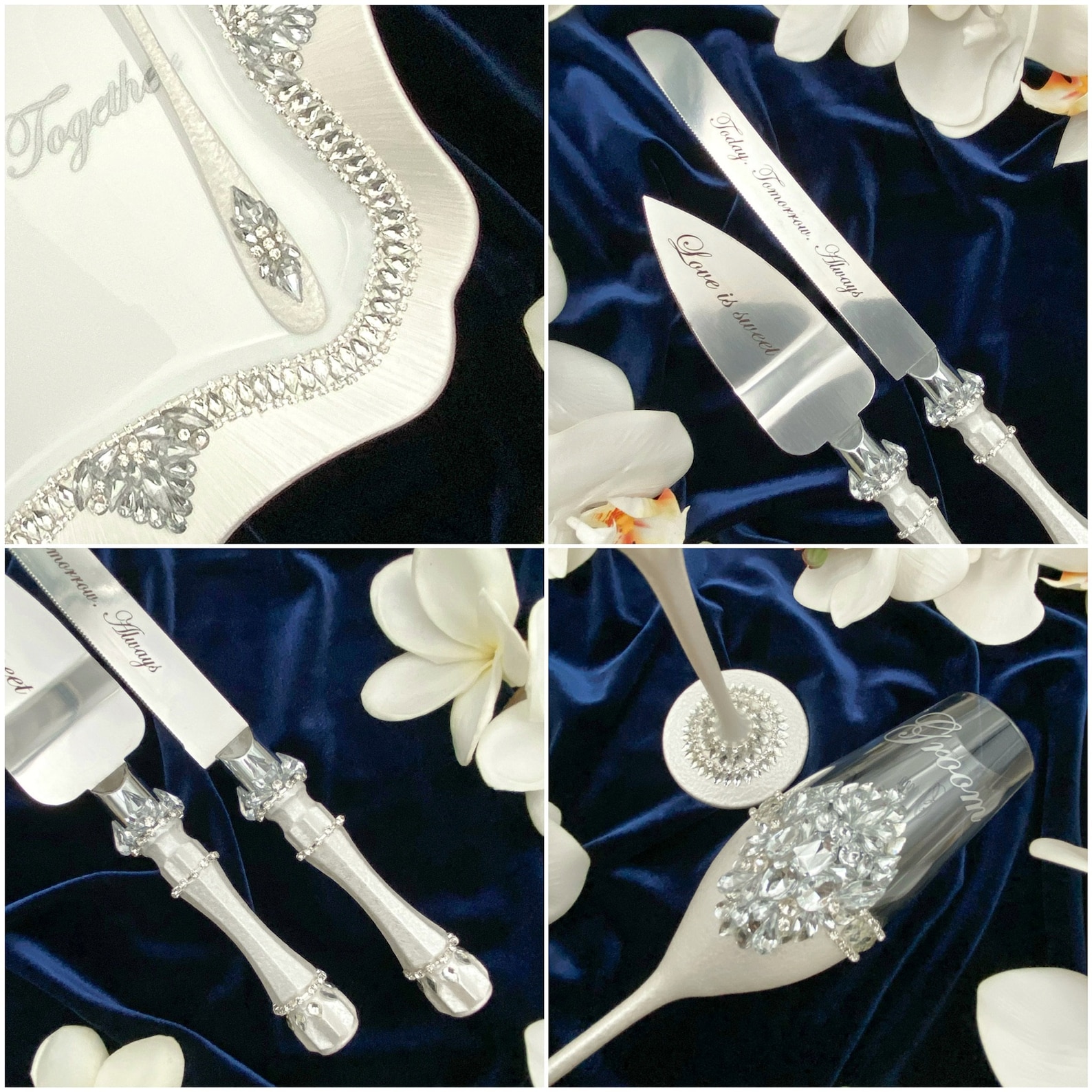 Set of 7 Items Wedding Cake Cutting Set Wedding Glasses for - Etsy