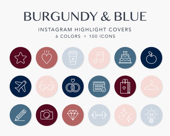 600 Instagram Story Highlight Icons Vintage Burgundy & - Etsy