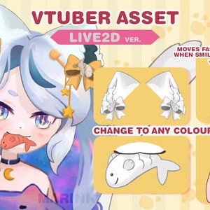 Live2d Vtuber Asset: Cat Ear, Tail, Hand & Fish (digital Download) - Etsy