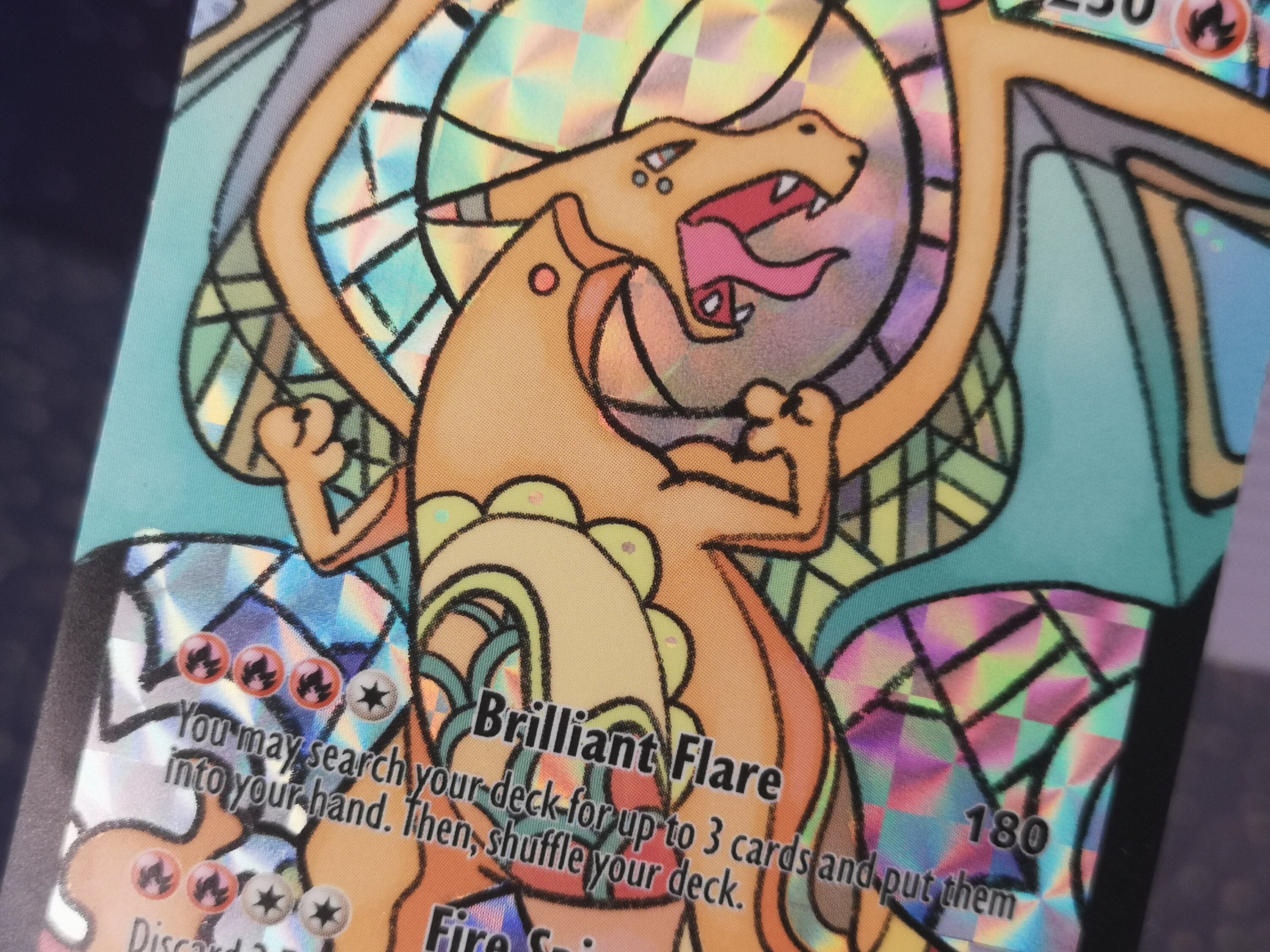 Holo Stained Glass Charizard / Custom Holographic Pokémon Card - Etsy ...