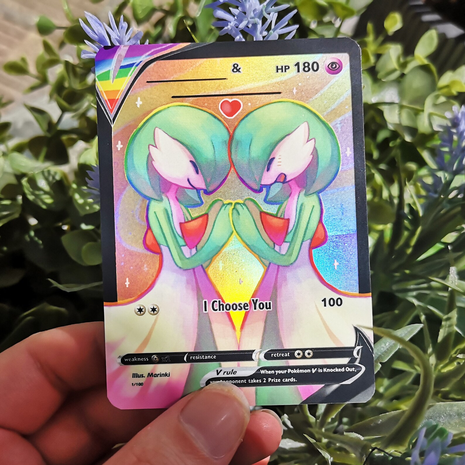 Holo Pride Gardevoir and Gallade / Custom Holographic Pokémon - Etsy
