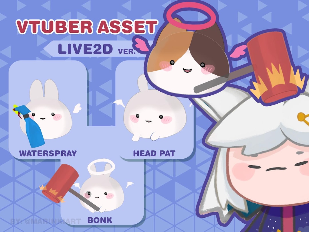 Live2d Vtuber Pet Asset: Bonk, Head Pat, Water Spray (digital Download ...