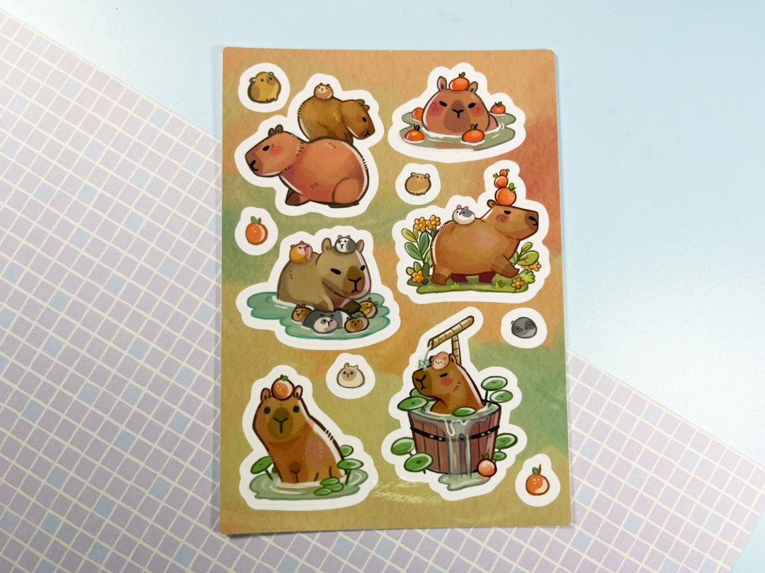 Cute Capybara Sticker Sheet / Size A6 - Etsy