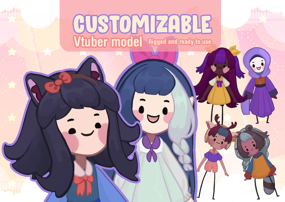 Customizable Chibi Vtuber Model Fully Body/fully Rigged Live2d Avatar / Ready to Use - Etsy