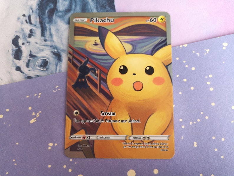 Holo the Scream Pikachu Pokemon Card/ Custom Holographic Pokémon Card ...