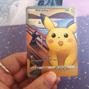 Holo the Scream Pikachu Pokemon Card/ Custom Holographic Pokémon Card ...