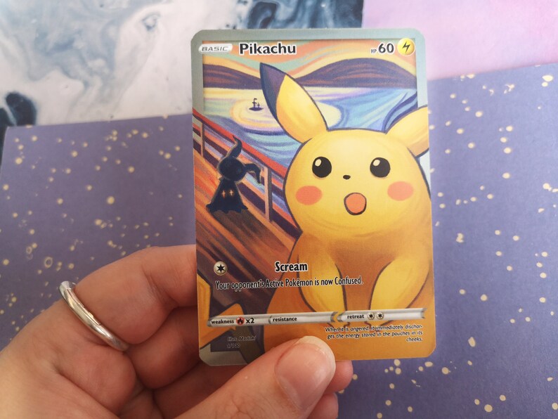 Holo Pikachu 'the Scream' Pokémon Card, Handmade - Etsy