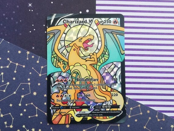 Holo Stained Glass Charizard / Custom Holographic Pokémon Card - Etsy UK