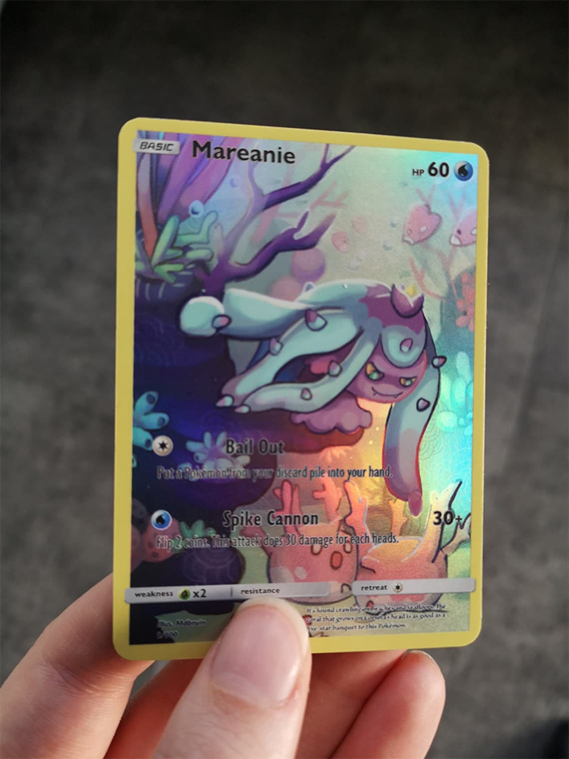 Holo Mareanie / Custom holographic Pokémon card | Etsy